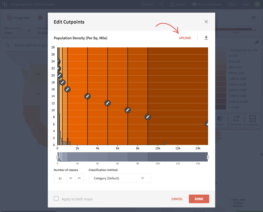 Edit cutpoints (set color values) | Visualizing data | Using Maps | Social Explorer Help Center
